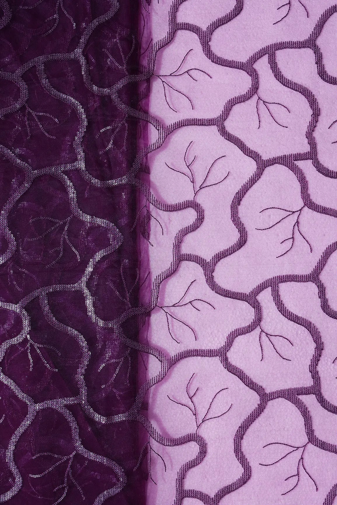 Wine Thread With Water Sequins Abstract Embroidery Work On Wine Soft N