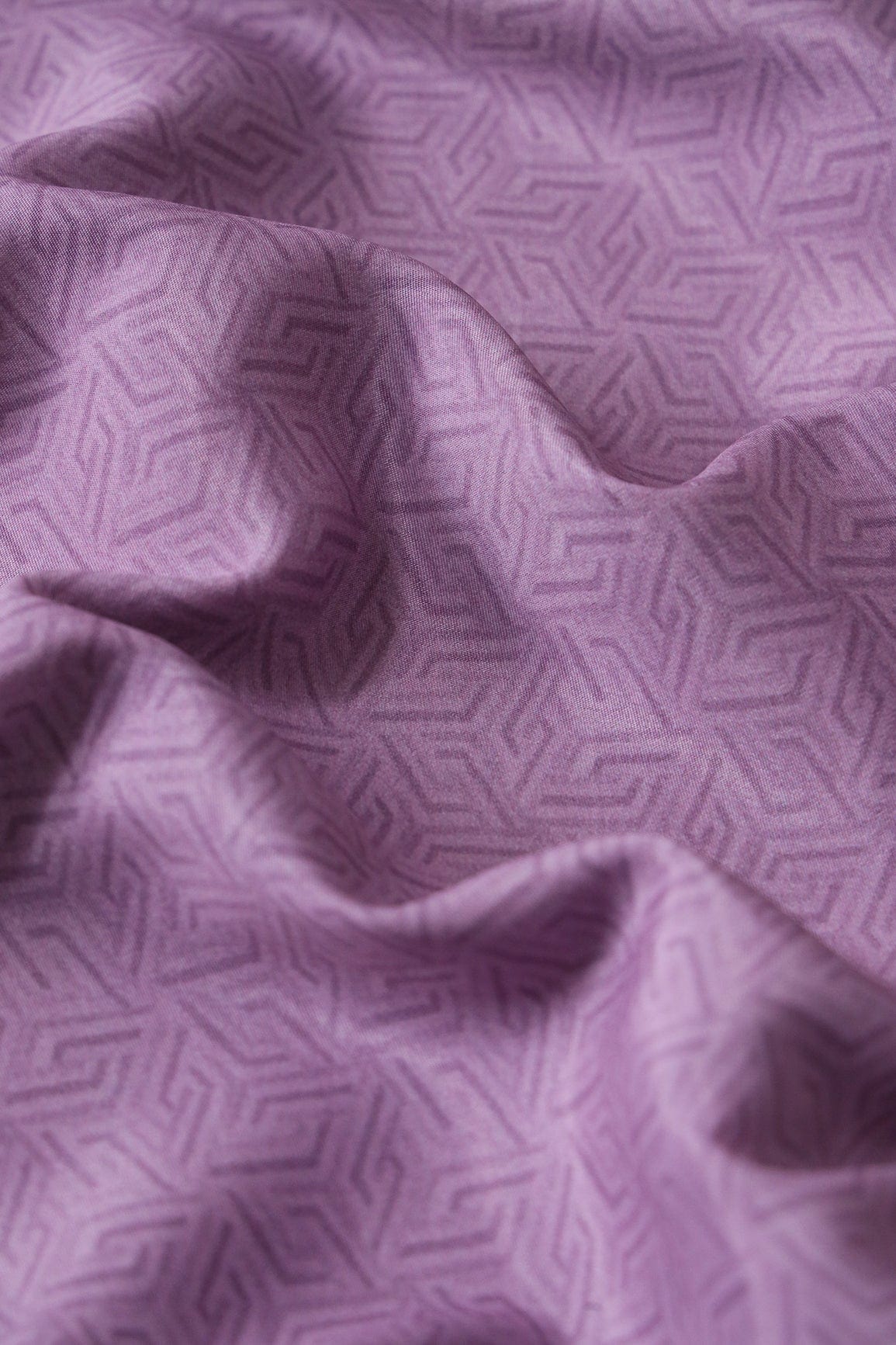 Lavender Geometric Pattern Digital Print On French Crepe Fabric
