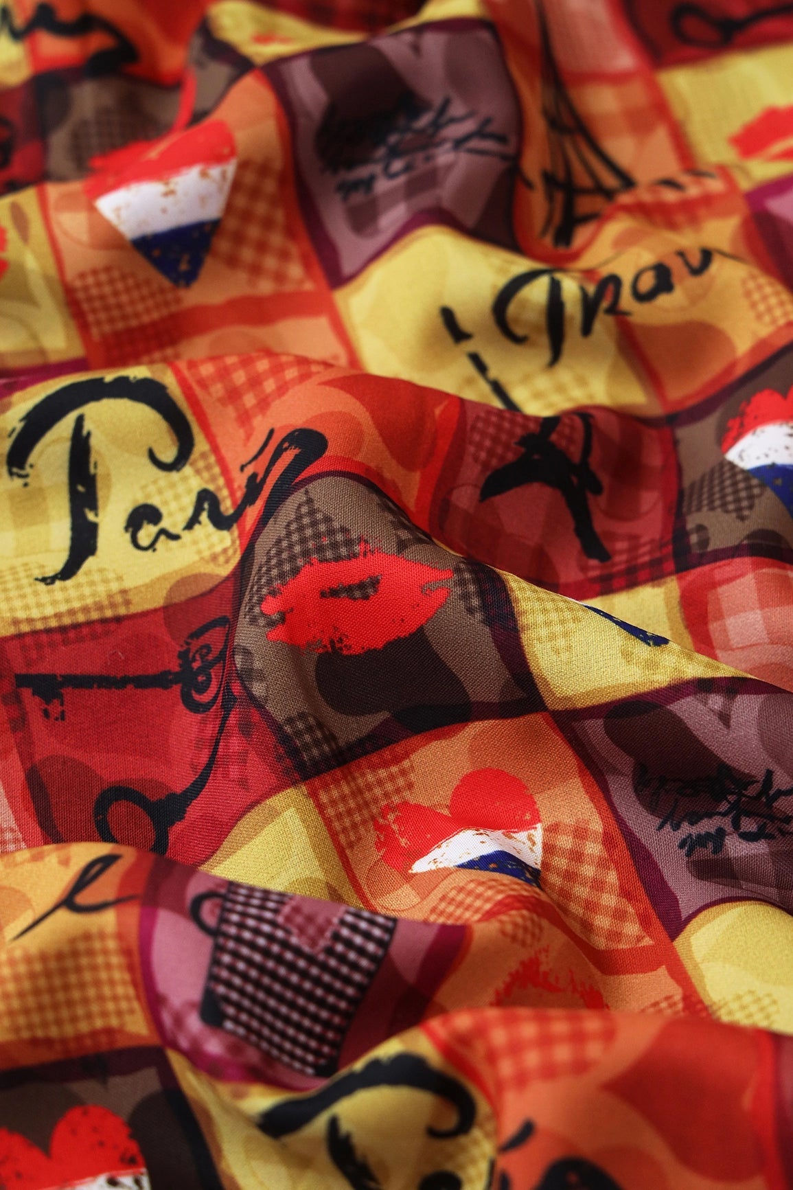 Multi Color Quirky Pattern Digital Print On Heavy Multi Polyester Fabr