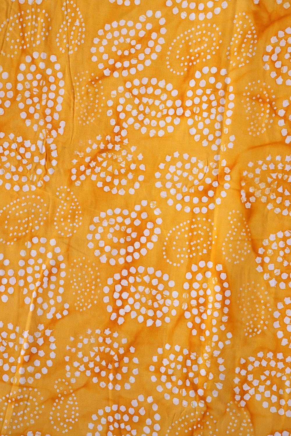 White And Yellow Paisley Pattern Batik Handblock Organic Cotton Fabric